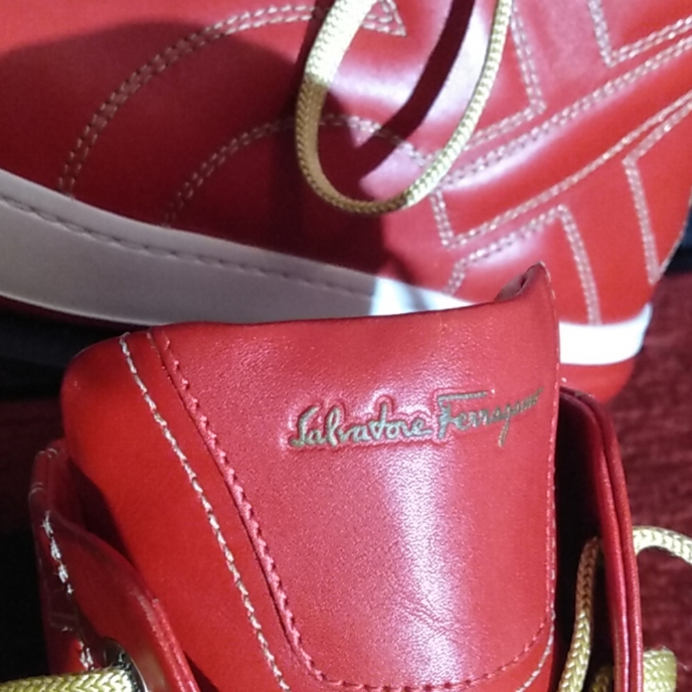 Salvatore Ferragamo Nicky Red High Top Sneakers - Gem